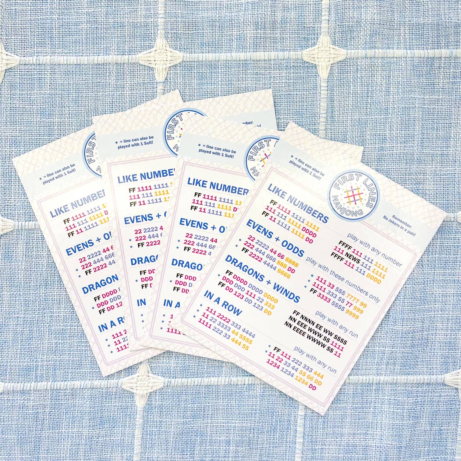 First Lines Simplified Mahjong Line Cards for beginners Set of 4 – Top ...
